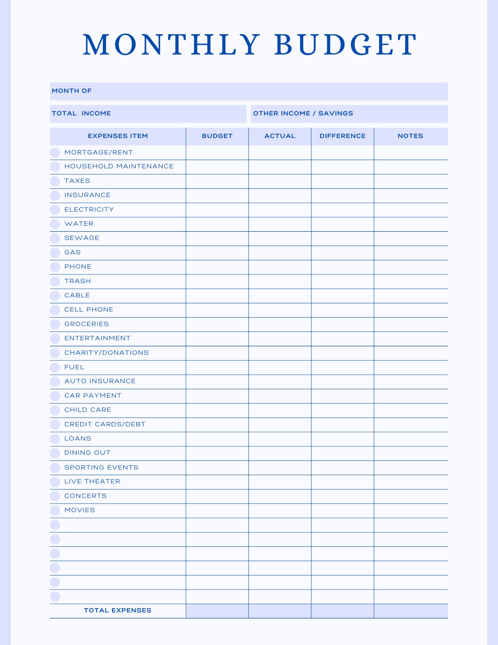 Elegant and Colorful Monthly Budget Planner - Monthly Financial Tracker ...