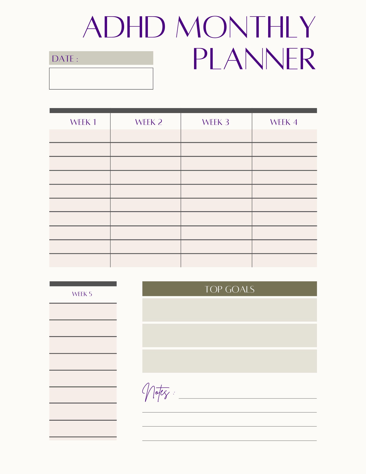 ADHD Planner, ADHD Monthly Planner, Customized ADHD Planner, Stress ...