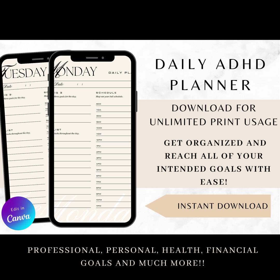 Planner - Daily Planner - ADHD Planner - ADHD Daily Planner ...