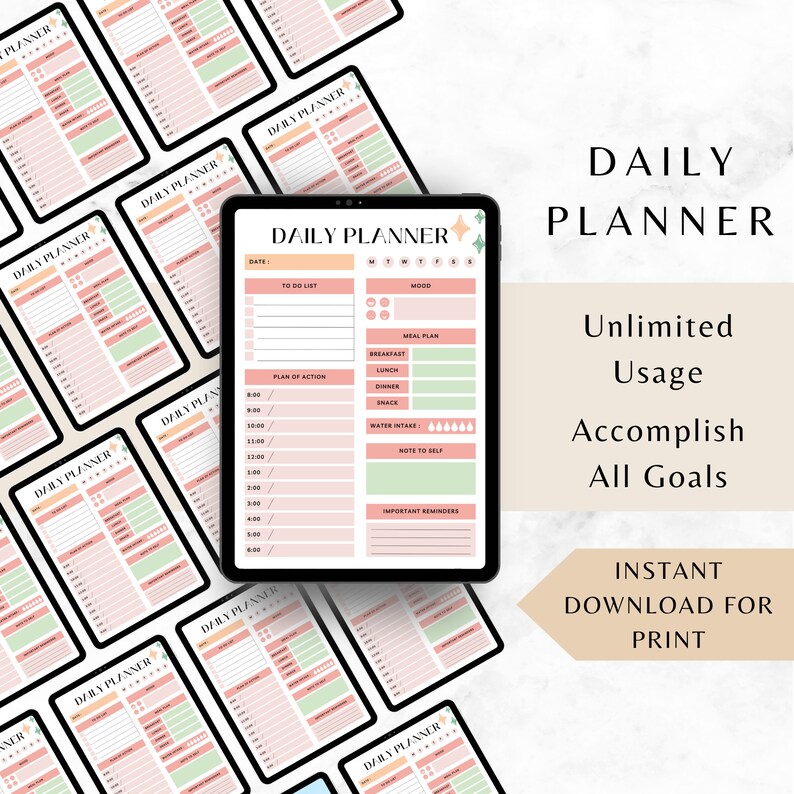 Colorful Daily Planner Digital Download for Colorful Print ...