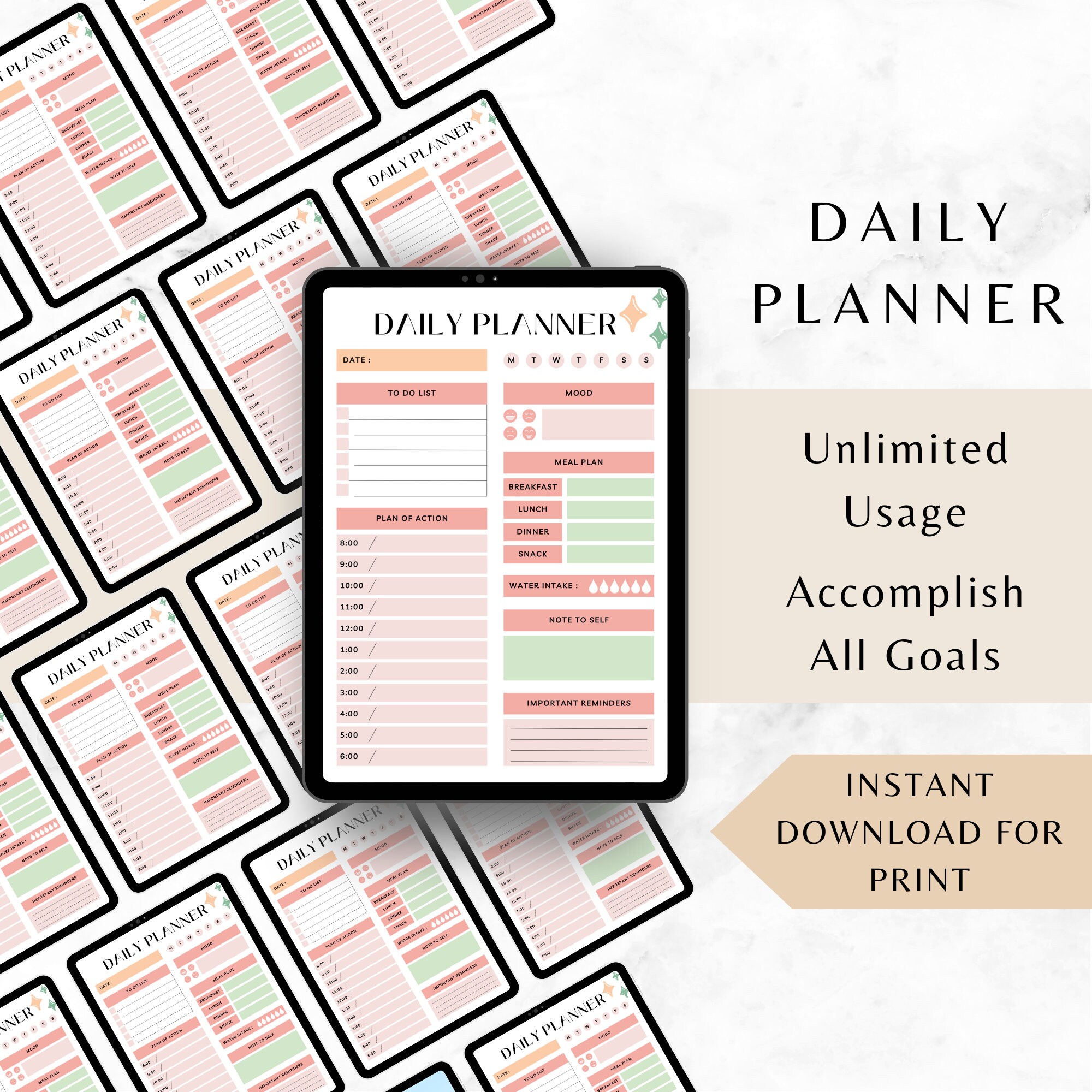 Colorful Daily Planner Digital Download for Colorful Print ...