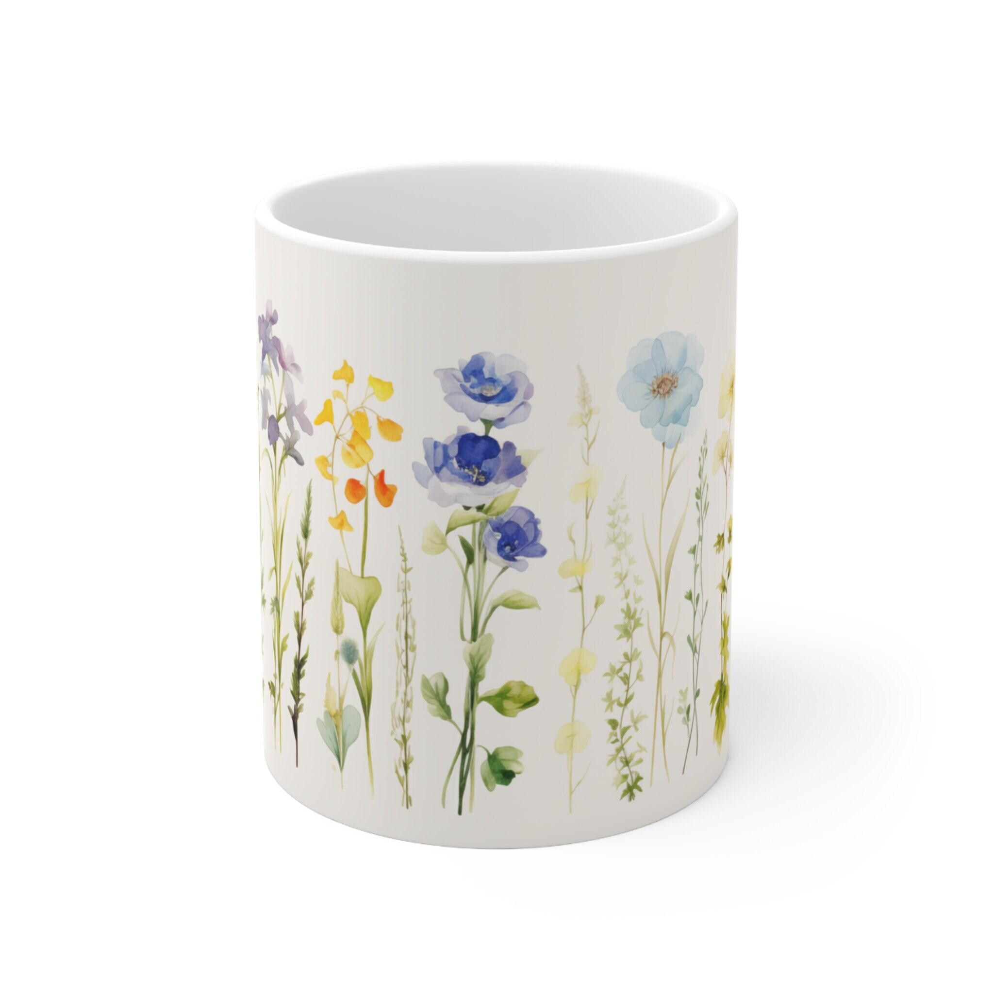 Ceramic Wildflower Mug Watercolor Flower Cup Design Nature Inspired ...
