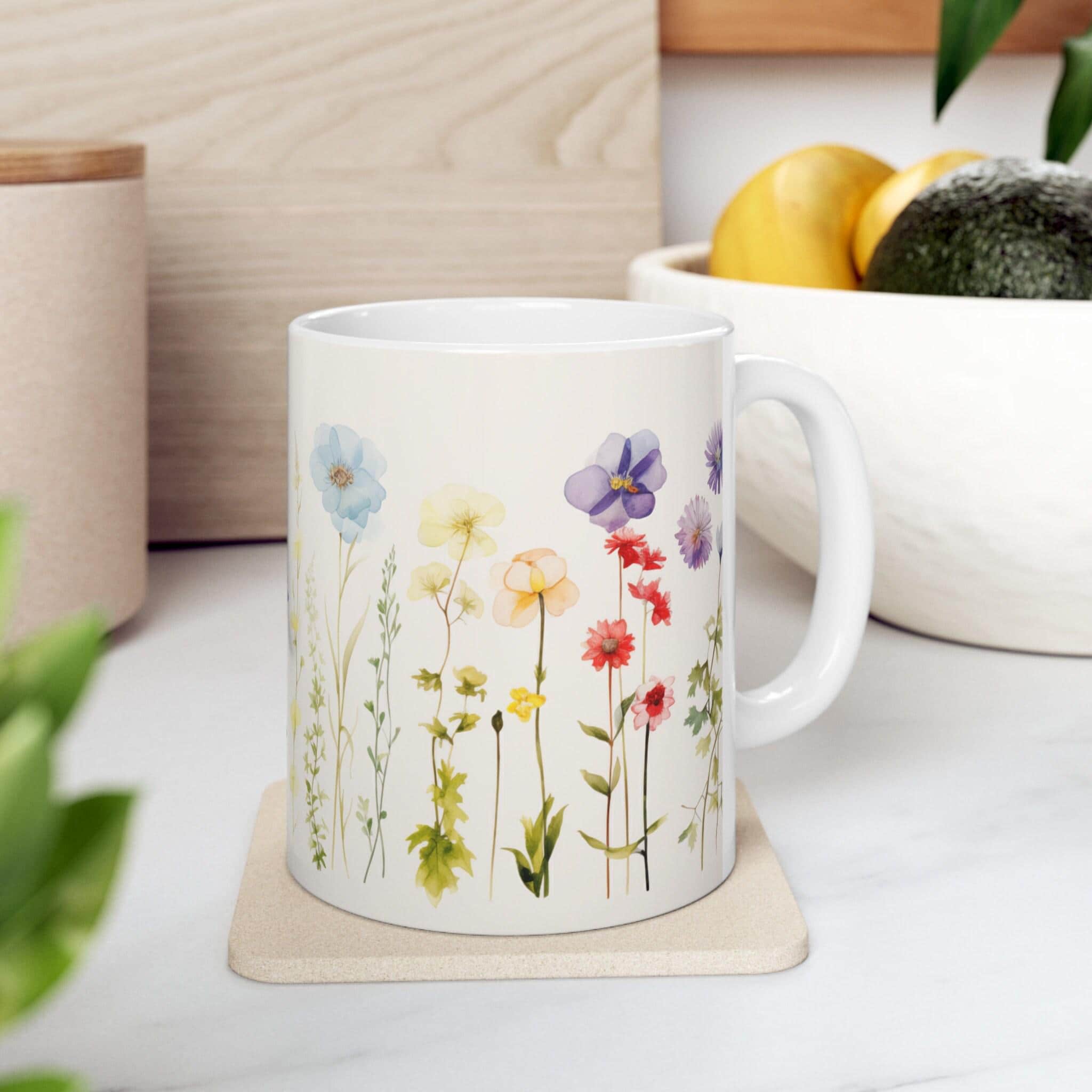 Ceramic Wildflower Mug Watercolor Flower Cup Design Nature Inspired ...