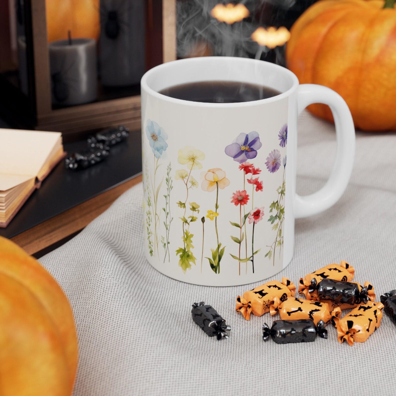 Ceramic Wildflower Mug Watercolor Flower Cup Design Nature Inspired ...