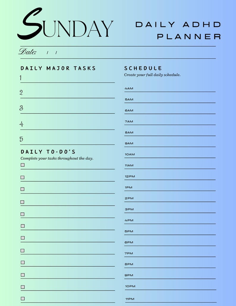 Adhd Planner Printable Productivity Tools Time Management Goal Setting ...