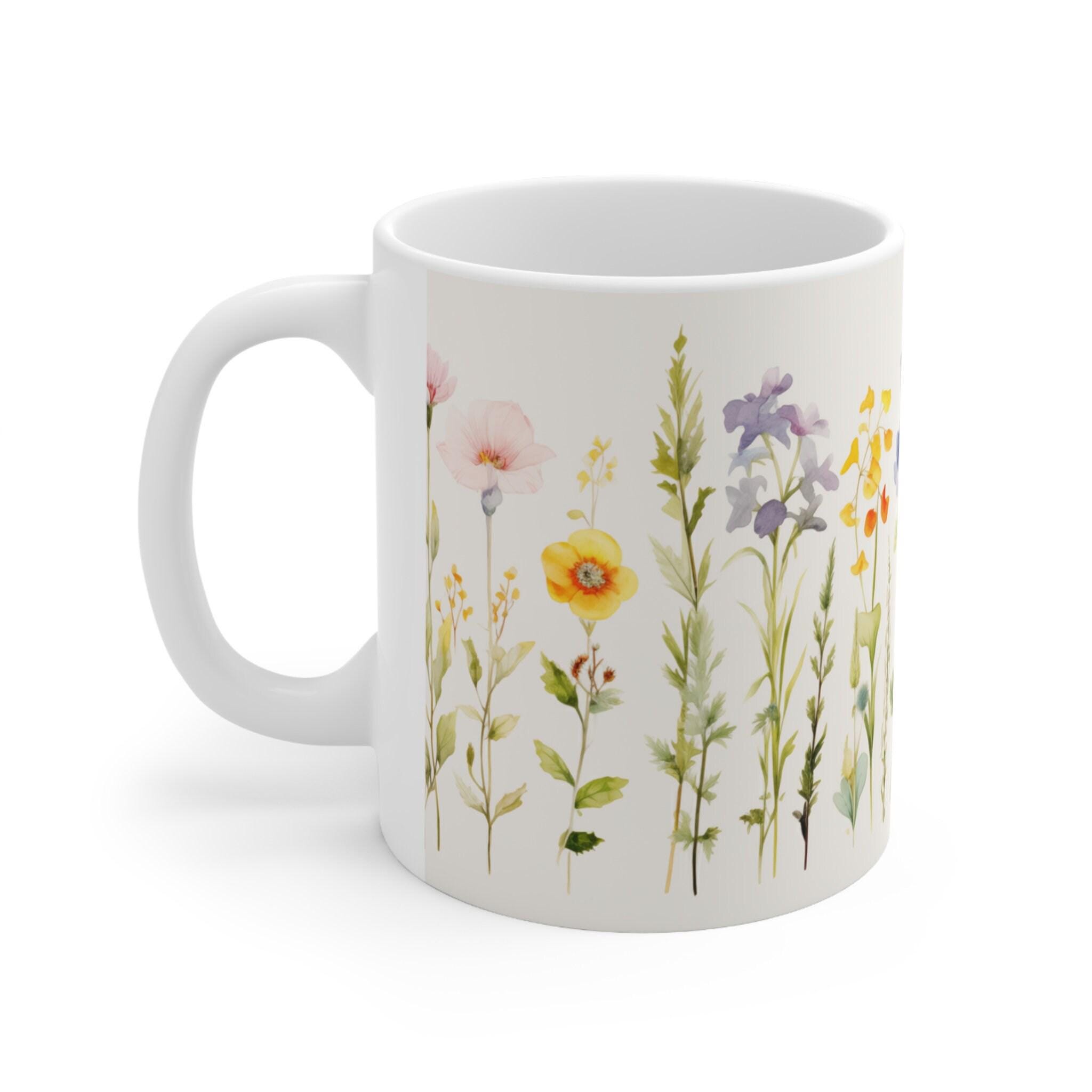 Ceramic Wildflower Mug Watercolor Flower Cup Design Nature Inspired ...