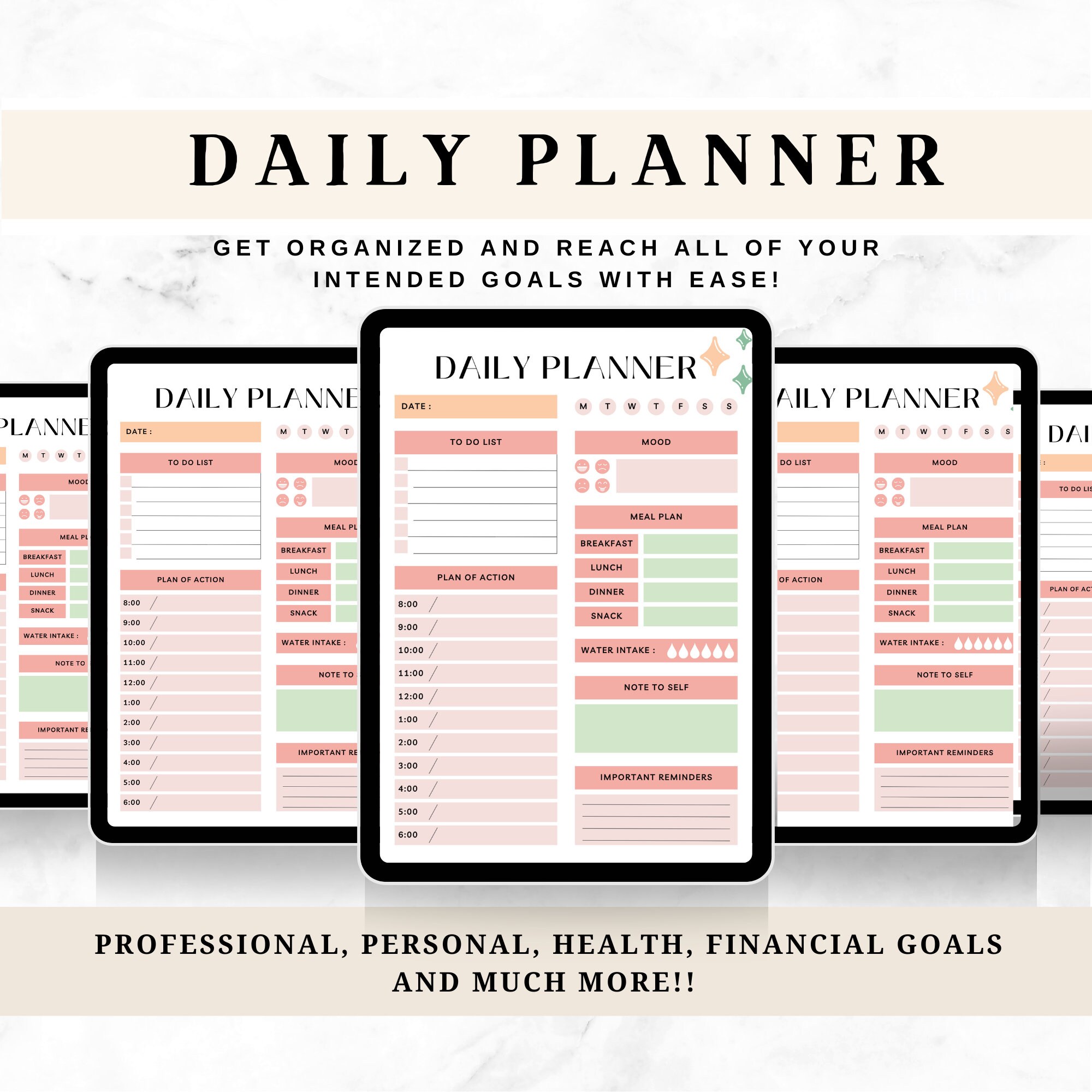 Elegant and Colorful Daily Planner Digital Download for Colorful Print ...