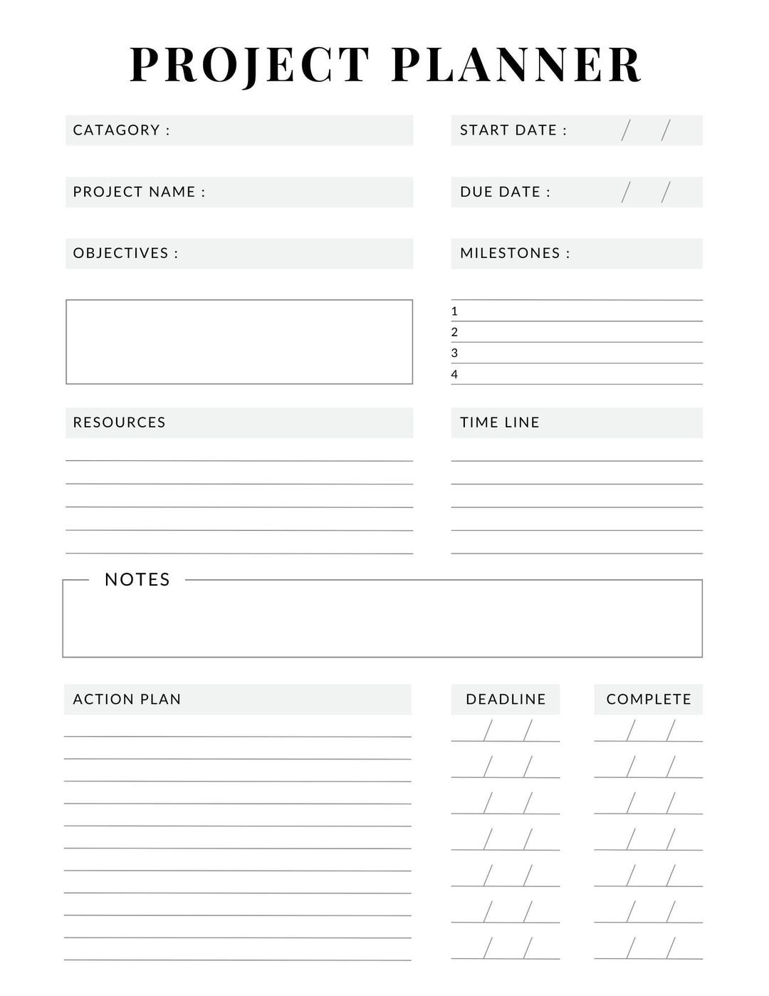 Printable Project Planner Digital Download Productivity Organizer Task ...