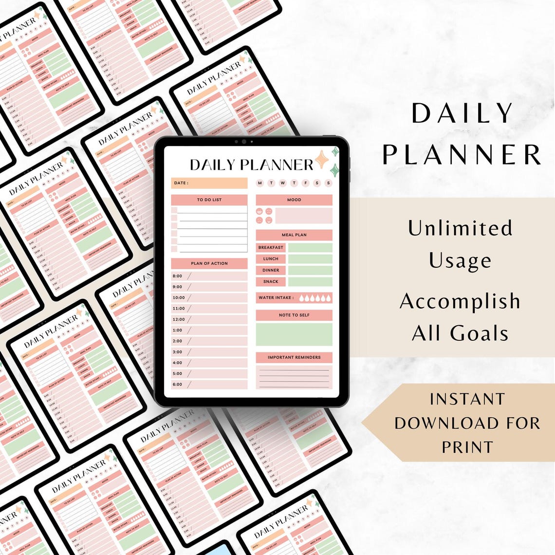 Colorful Daily Planner Digital Download Printable Organizer Elegant ...