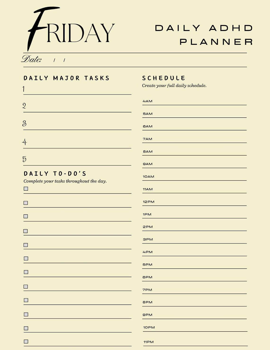 Adhd Planner Printable Productivity Tools Time Management Goal Setting ...
