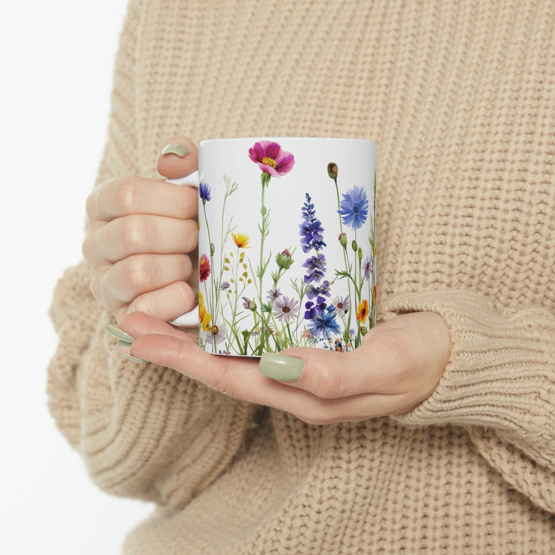 Mother's Day Gift, Spring Flower, Flower Mug, Pressed Wildflower Mug ...