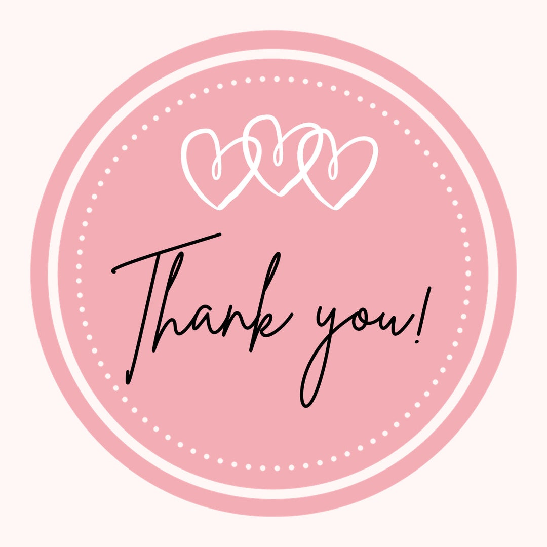 Elegant Pink & White Thank You Sticker, Thank You, Pink and White, Easy ...