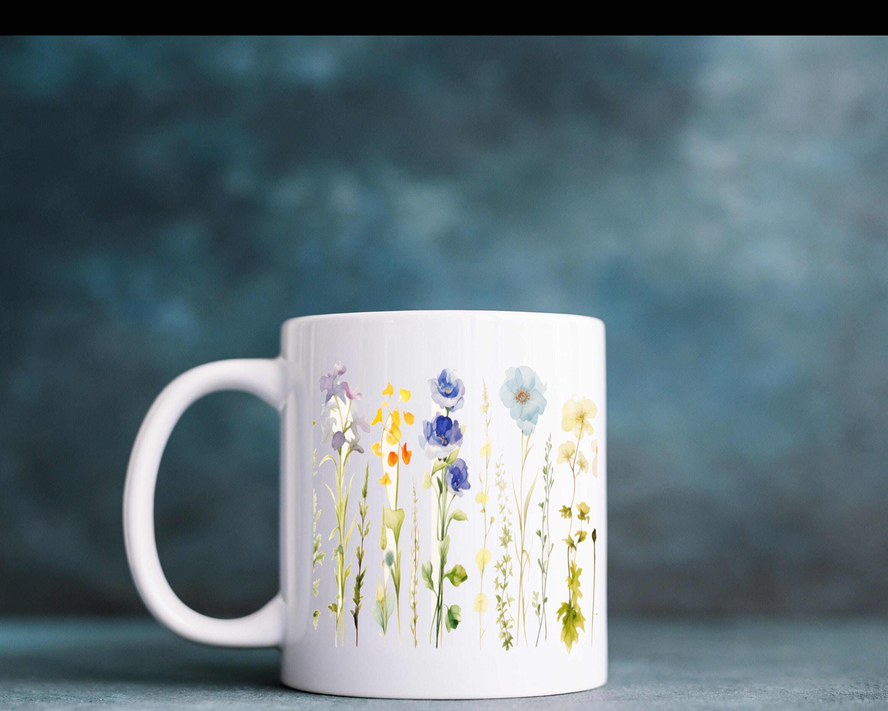 Ceramic Wildflower Mug Watercolor Flower Cup Design Nature Inspired ...
