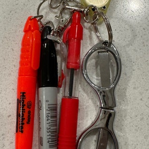 Mini Badge Accessories; Scissors, Pen, Highlighter, Sharpie and Light ...