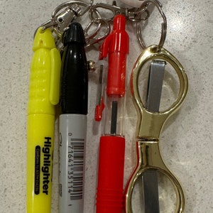 Mini Badge Accessories; Scissors, Pen, Highlighter, Sharpie and Light ...