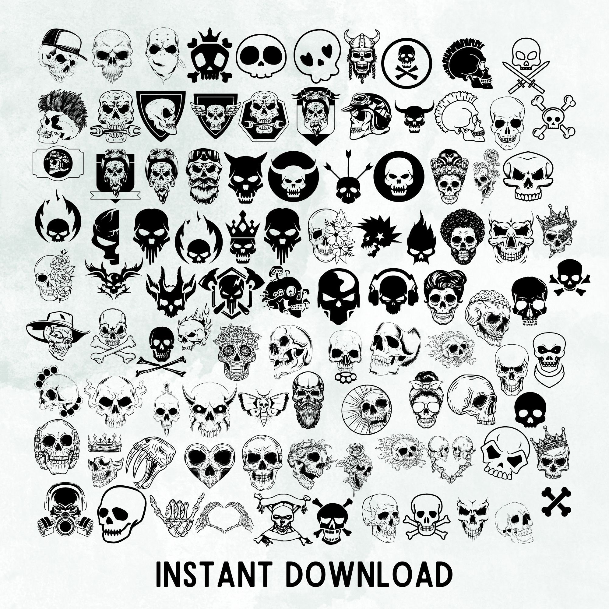 100 Skulls SVG Bundle Skull SVG Skeleton Svg Skull and - Etsy Australia