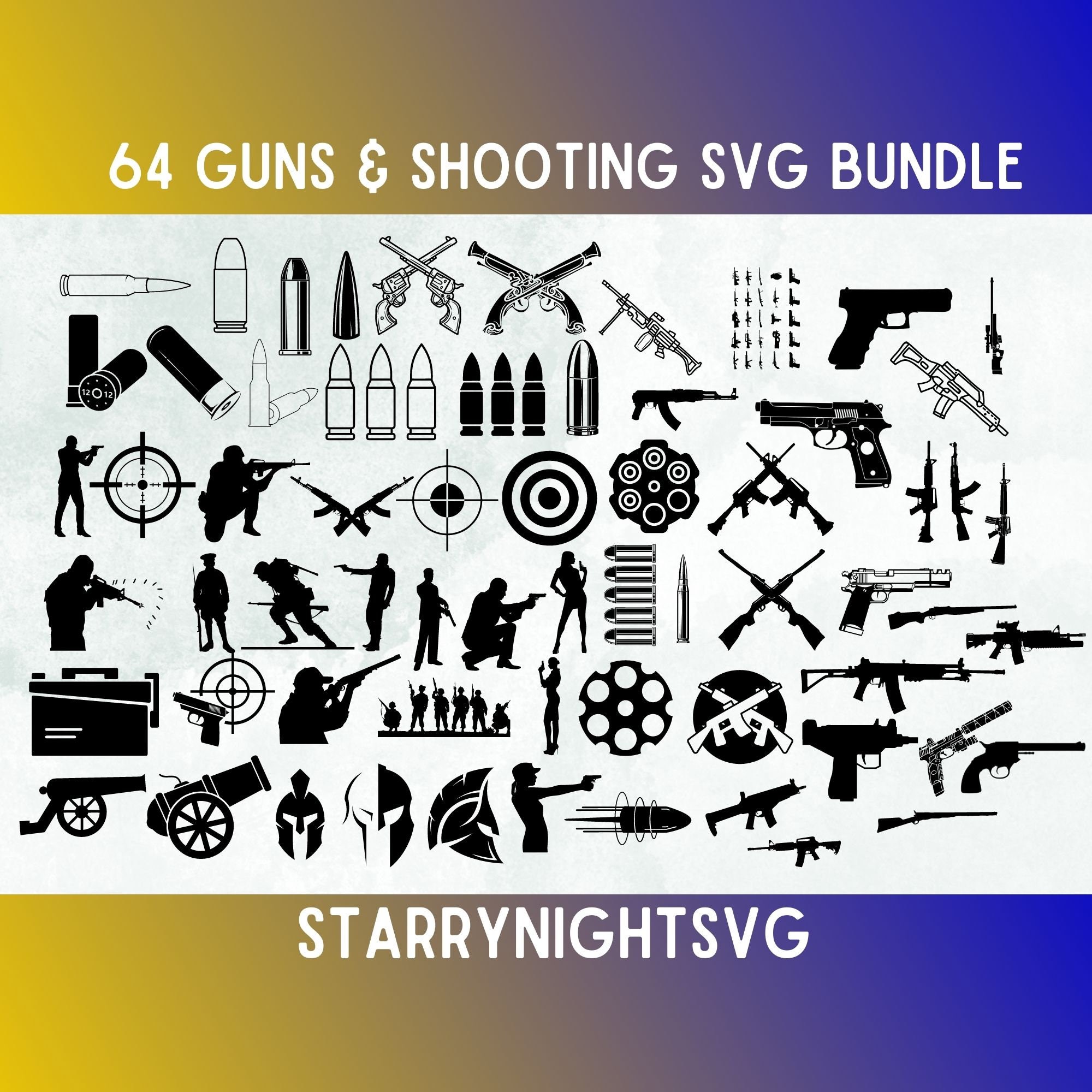 64 Guns and Shooting SVG Bundle, Gun SVG, Shooting Svg Weapons Svg ...
