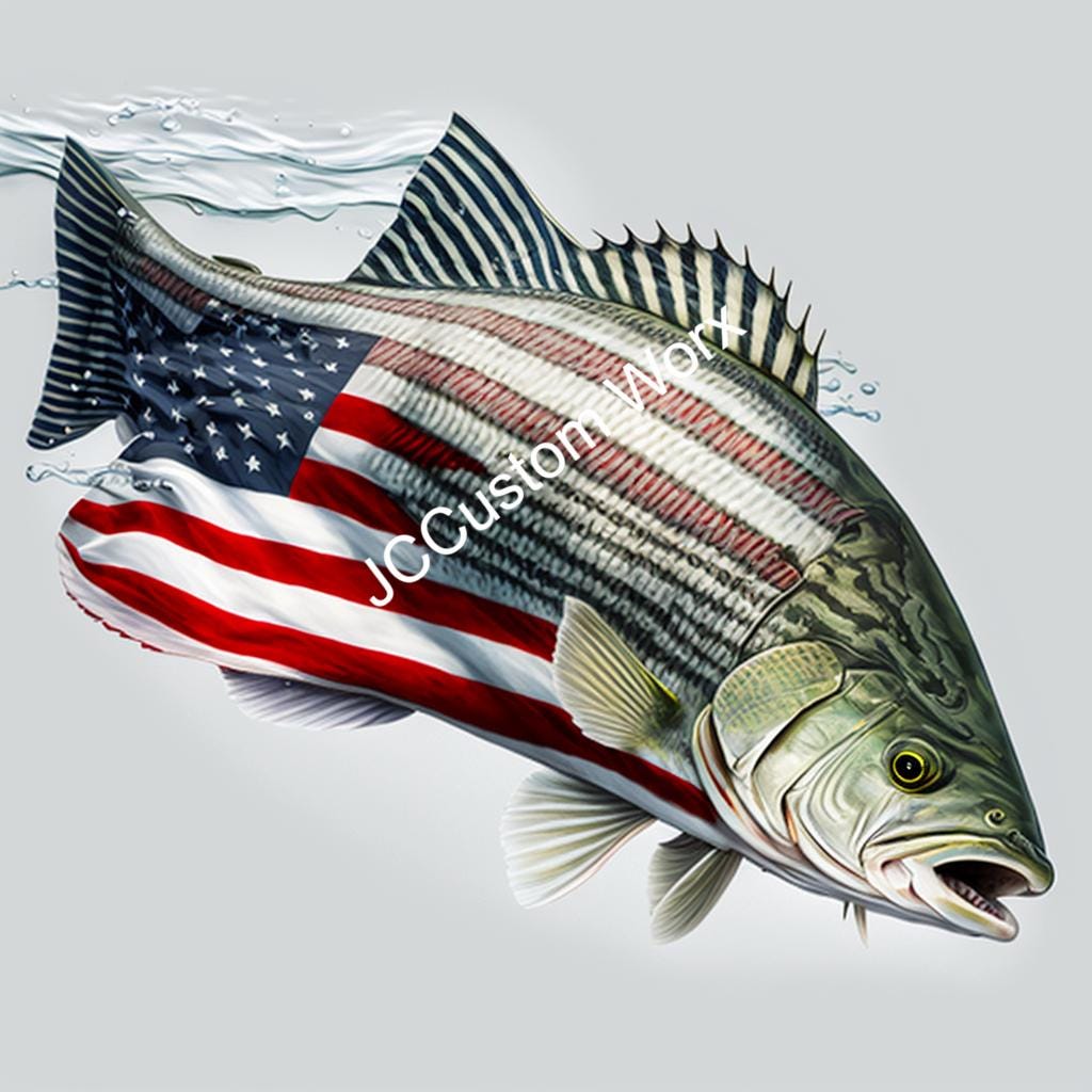 Striped Bass American Flag - Etsy