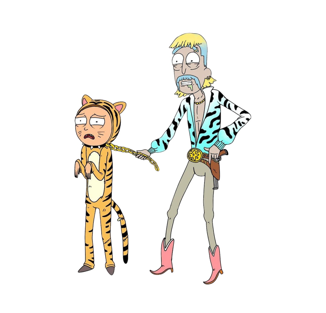 Go on a Royal Adventure With the Tiger King X Rick and Morty Sticker ...