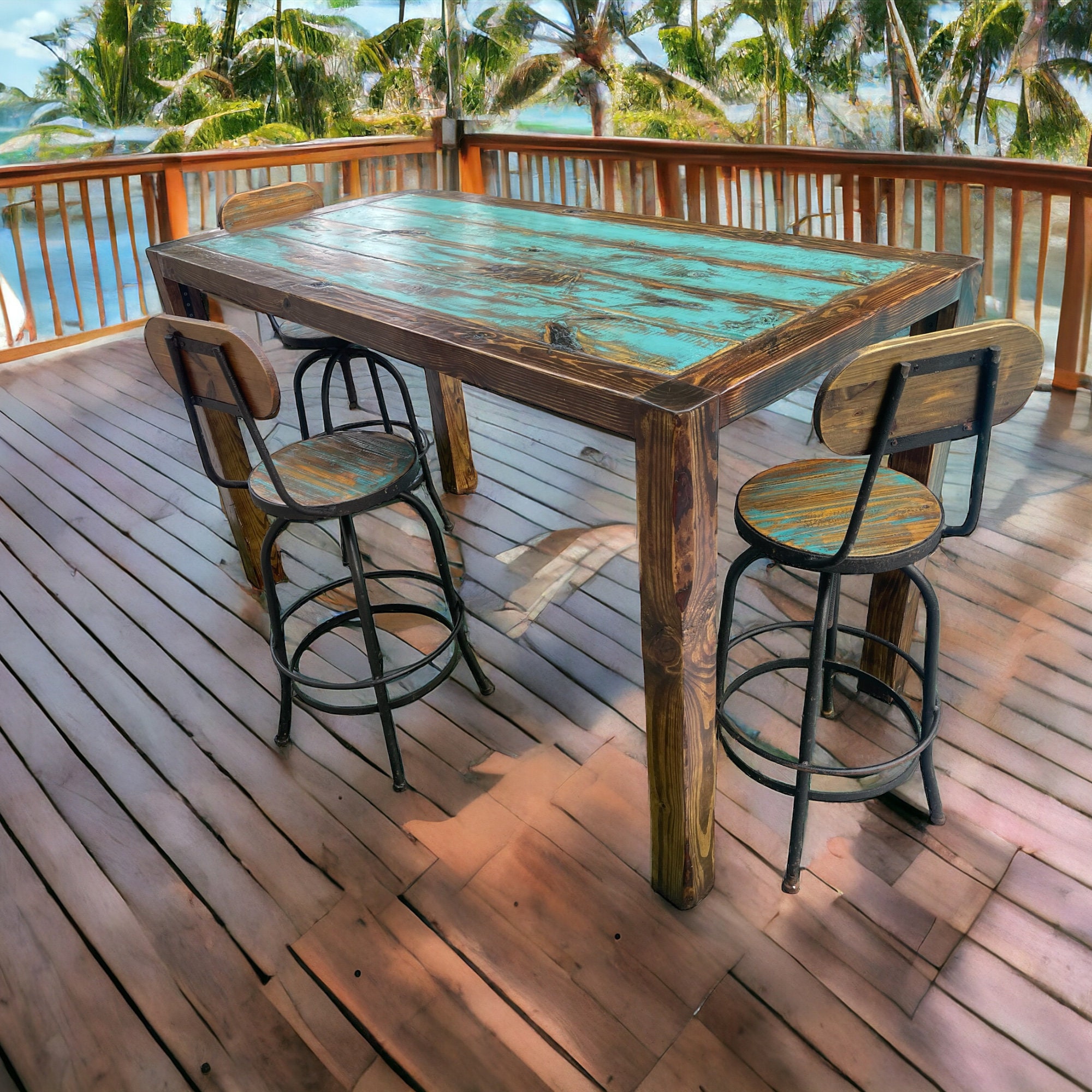 Indoor/outdoor High Top Rustic Solid Wood Tables - Etsy