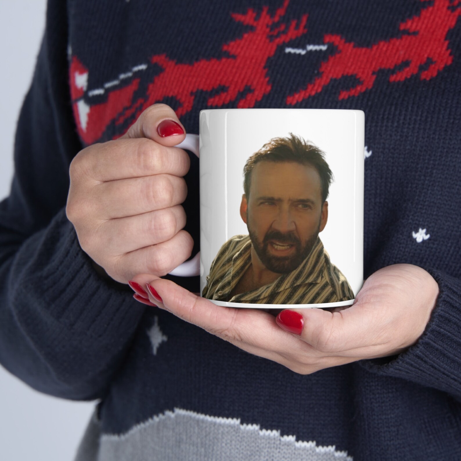 Nicolas Cage Pedro Pascal Ceramic Meme Mug 11oz (the Unbearable Weight ...