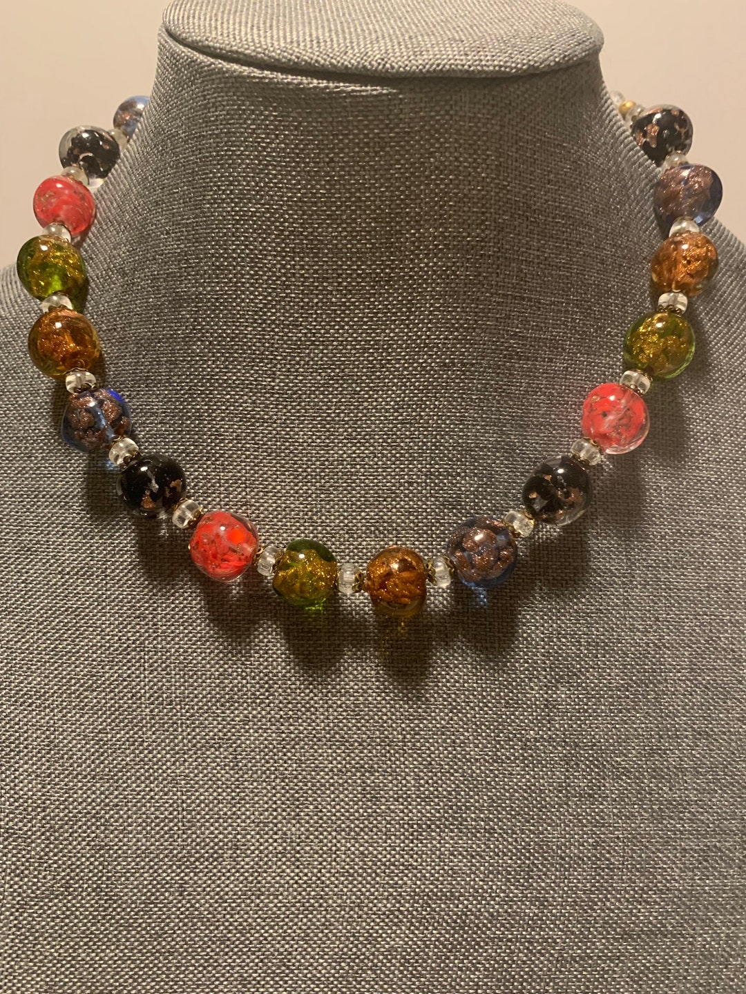 Italian Murano Venetian Sommerso Aventurine Multi Color Glass Bead ...