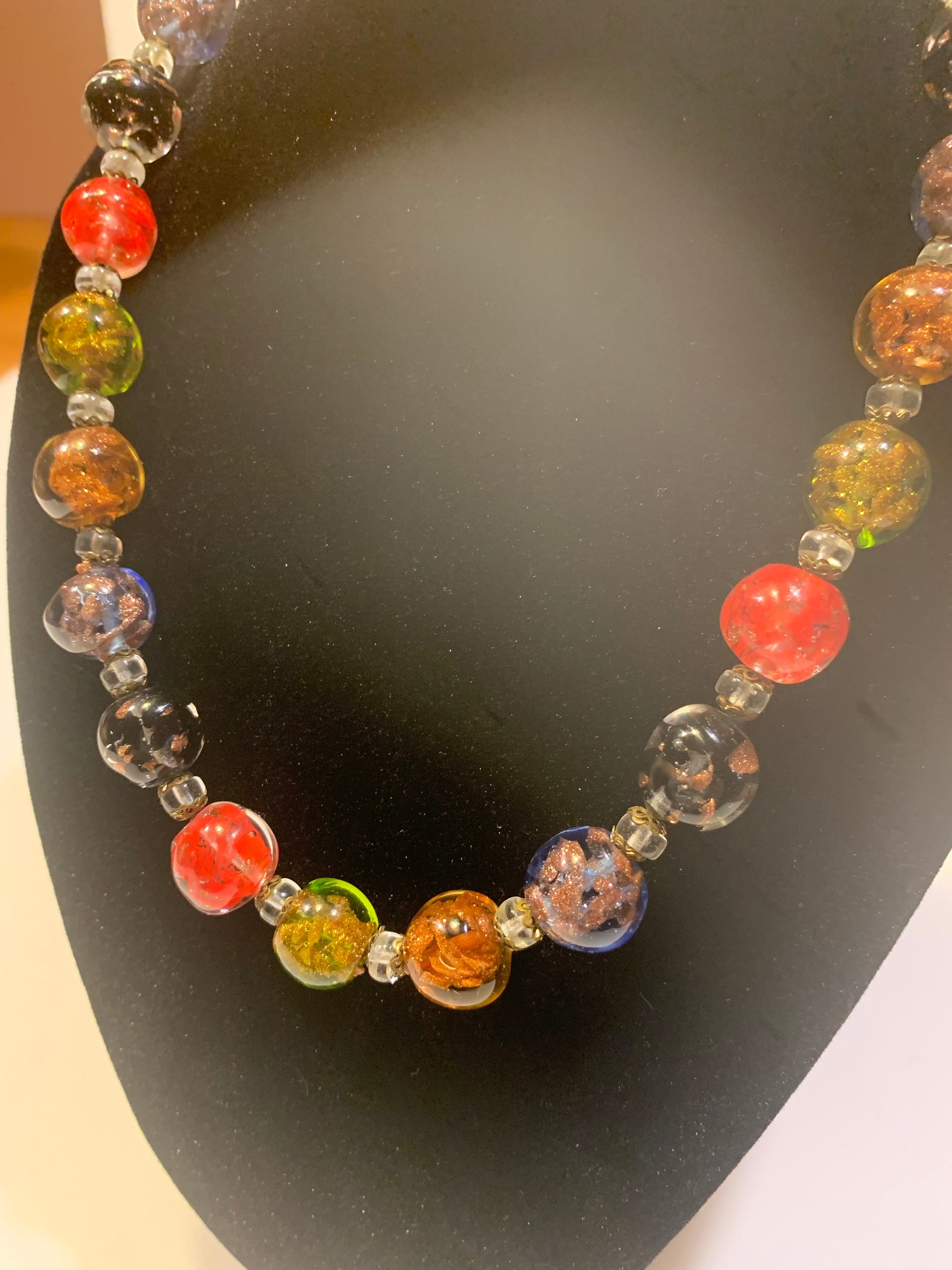 Italian Murano Venetian Sommerso Aventurine Multi Color Glass Bead ...
