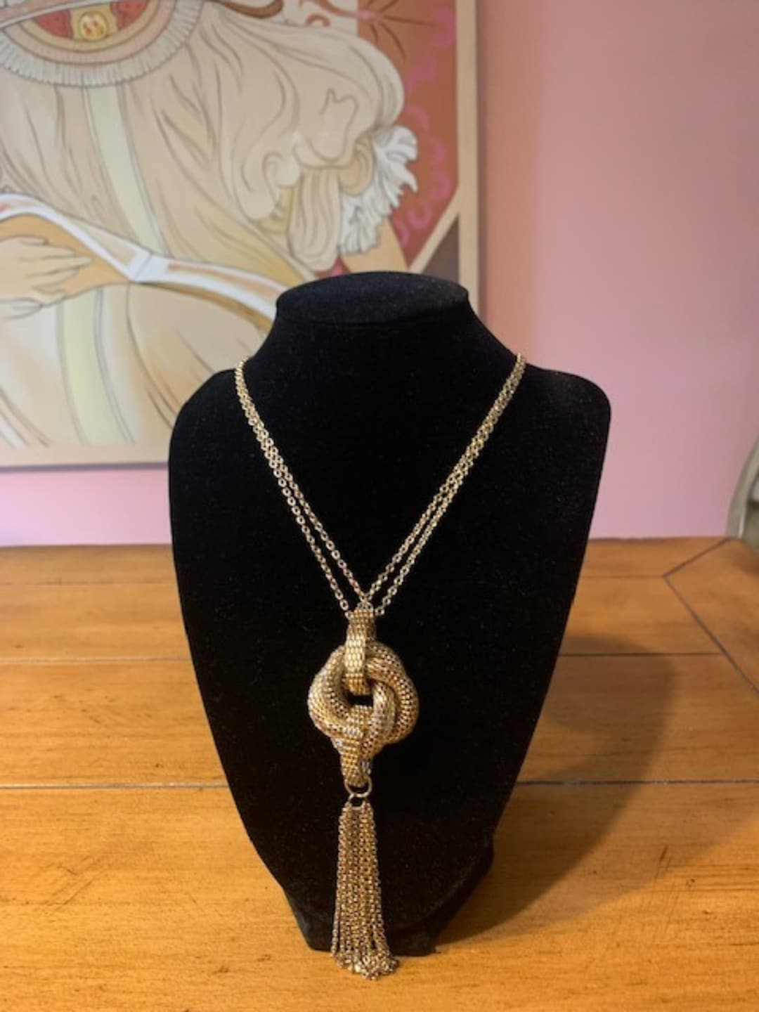 Modern Double Stranded Necklace With Mesh Knot and Tassel - Etsy