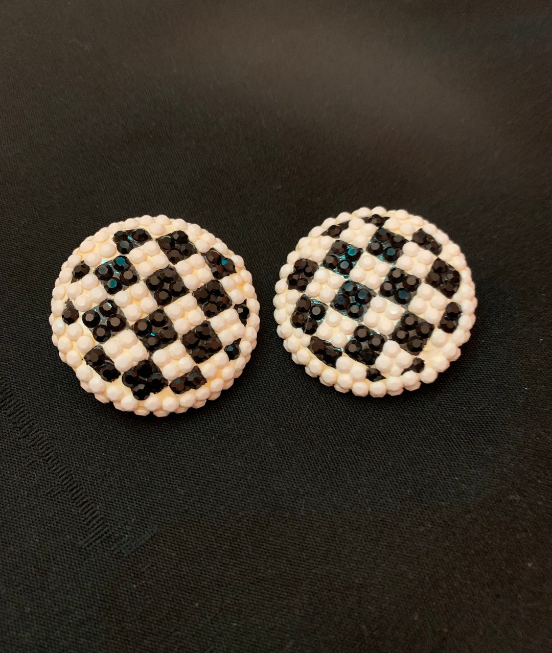 Richard Kerr Checkerboard Crystal Clip on Earrings - Etsy