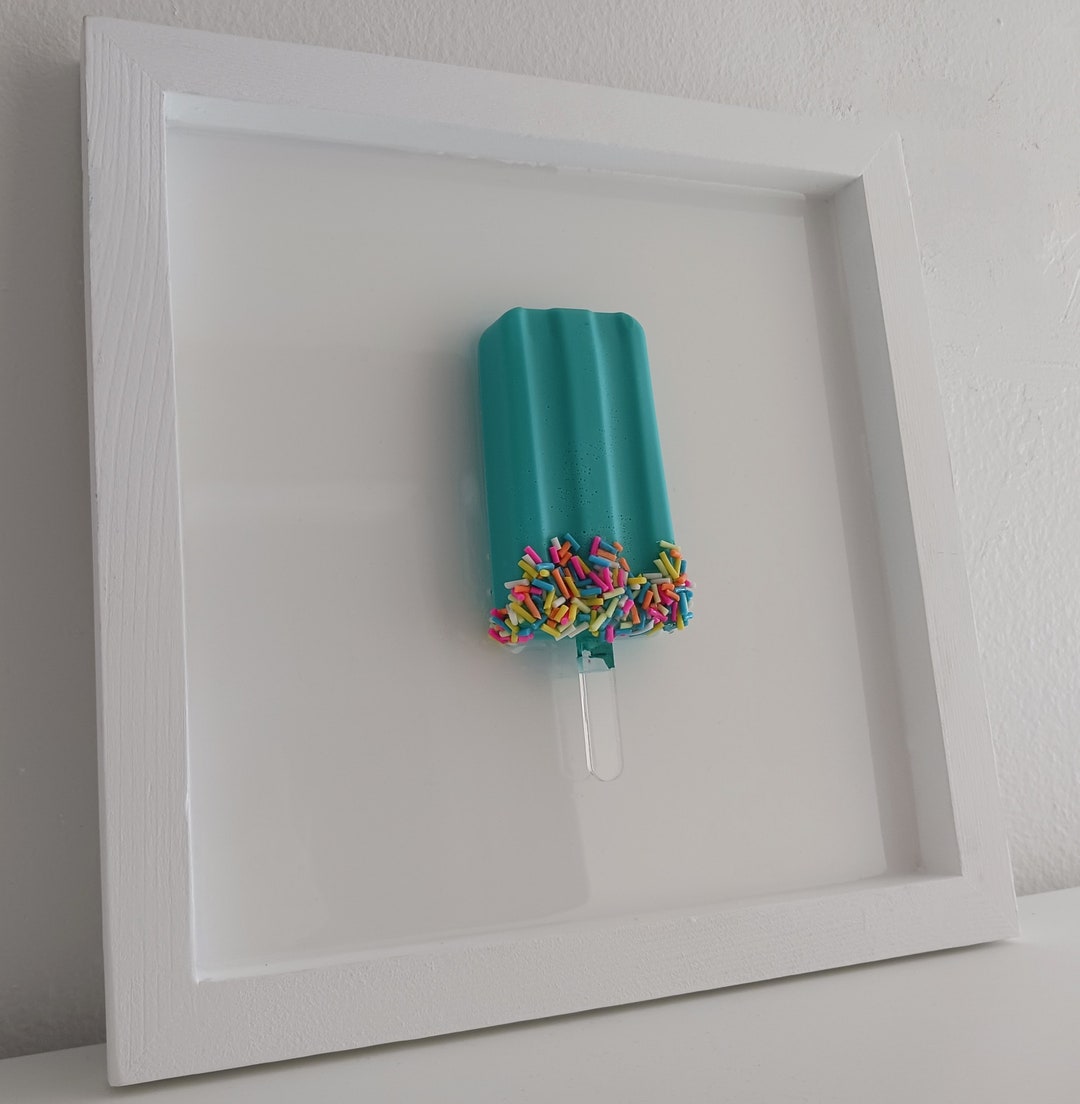 Popsicle Pop Art, Teal, Rainbow Sprinkles, Wall Art, Resin Sculpture, Office Decoration, Kitchen ...