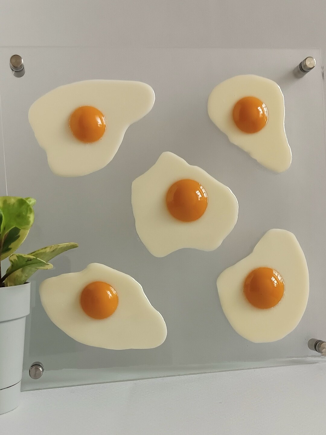 Egg Pop Art, Fried Egg Wall Hanging, Food Art, Sunny Side, Resin ...