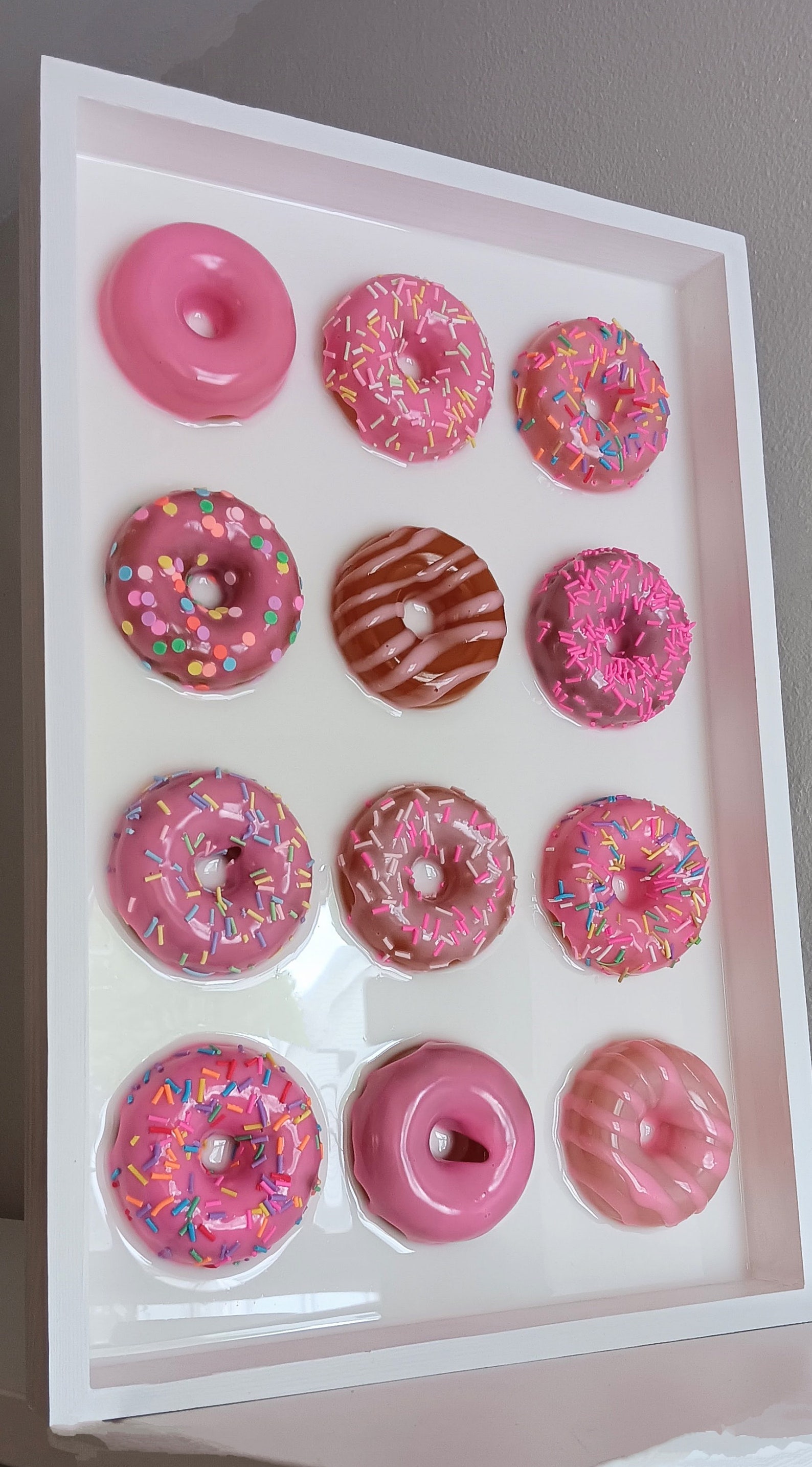 Donut Wall Art, Pop Art Sculpture, Pink Donuts, Dozen, Donuts Wall ...