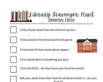 Library Scavenger Hunt Printable | Fun Kids Activity | Educational Game ...