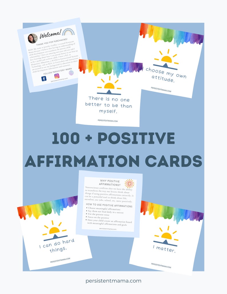 110 Positive Affirmations for Kids Cards - Etsy
