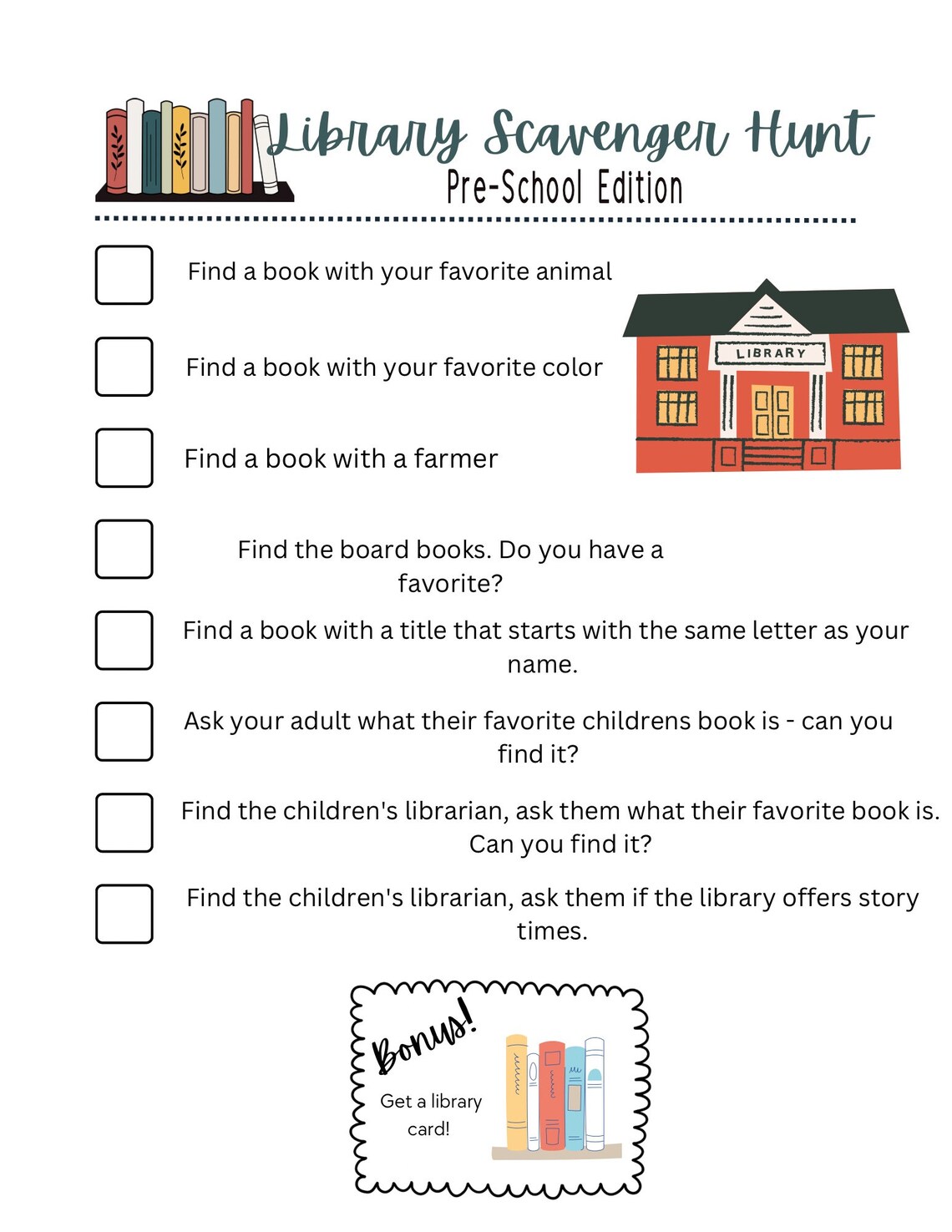 Library Scavenger Hunt - Etsy