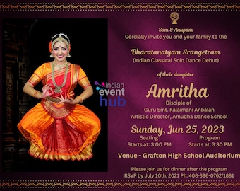 Arangetram Evite.com Custom Template Editable in Canva, Indian ...