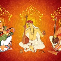 The Trinity of Indian Carnatic Music Premium Wood Panel Exquisitely ...