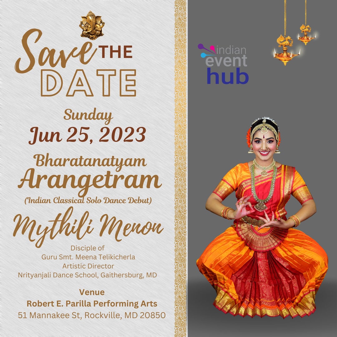 Canva Template for Arangetram - Save the Date Editable, Electronic Template, Whatsapp Invitation ...