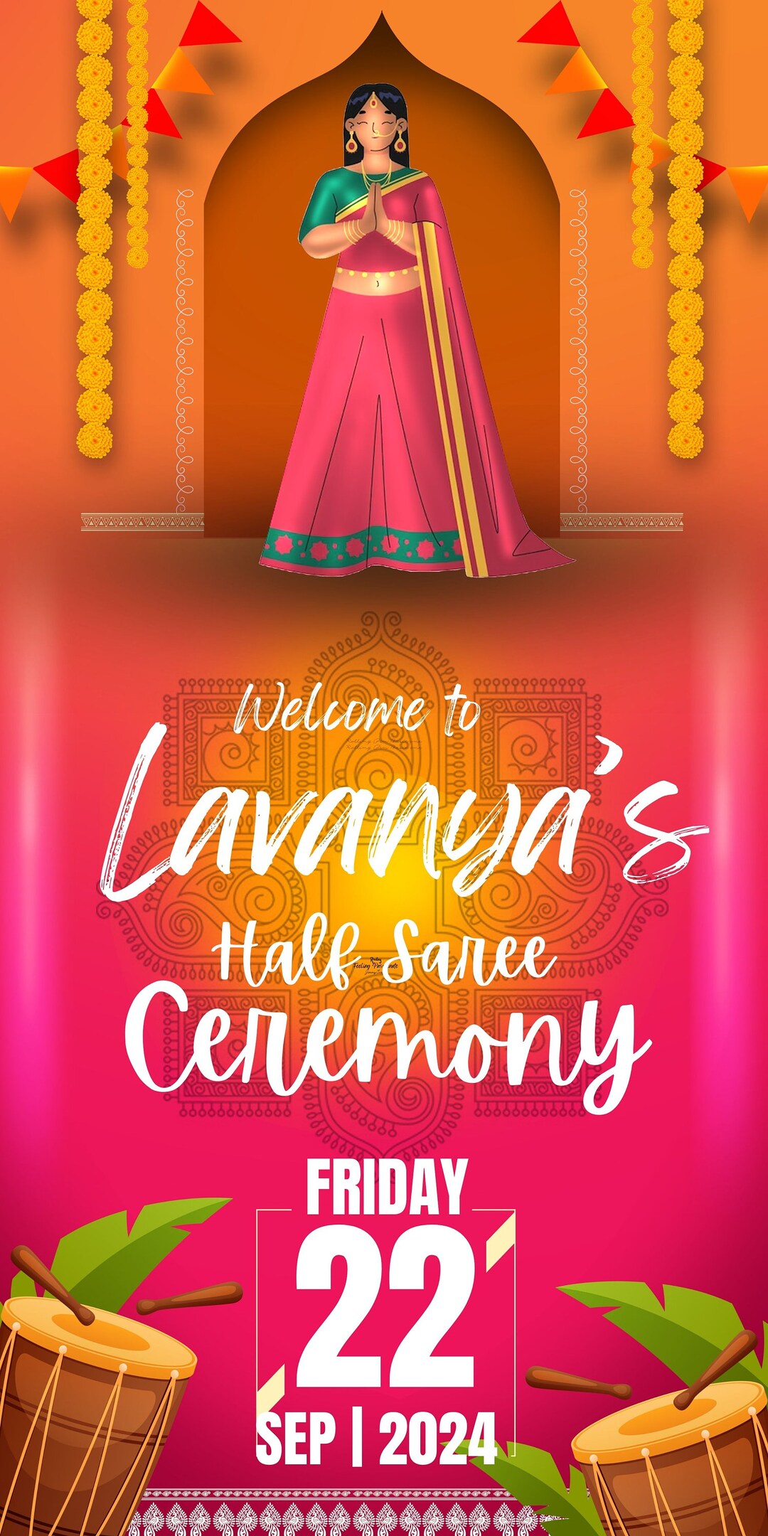 Canva Template Banner for Half Saree Ceremony - Etsy