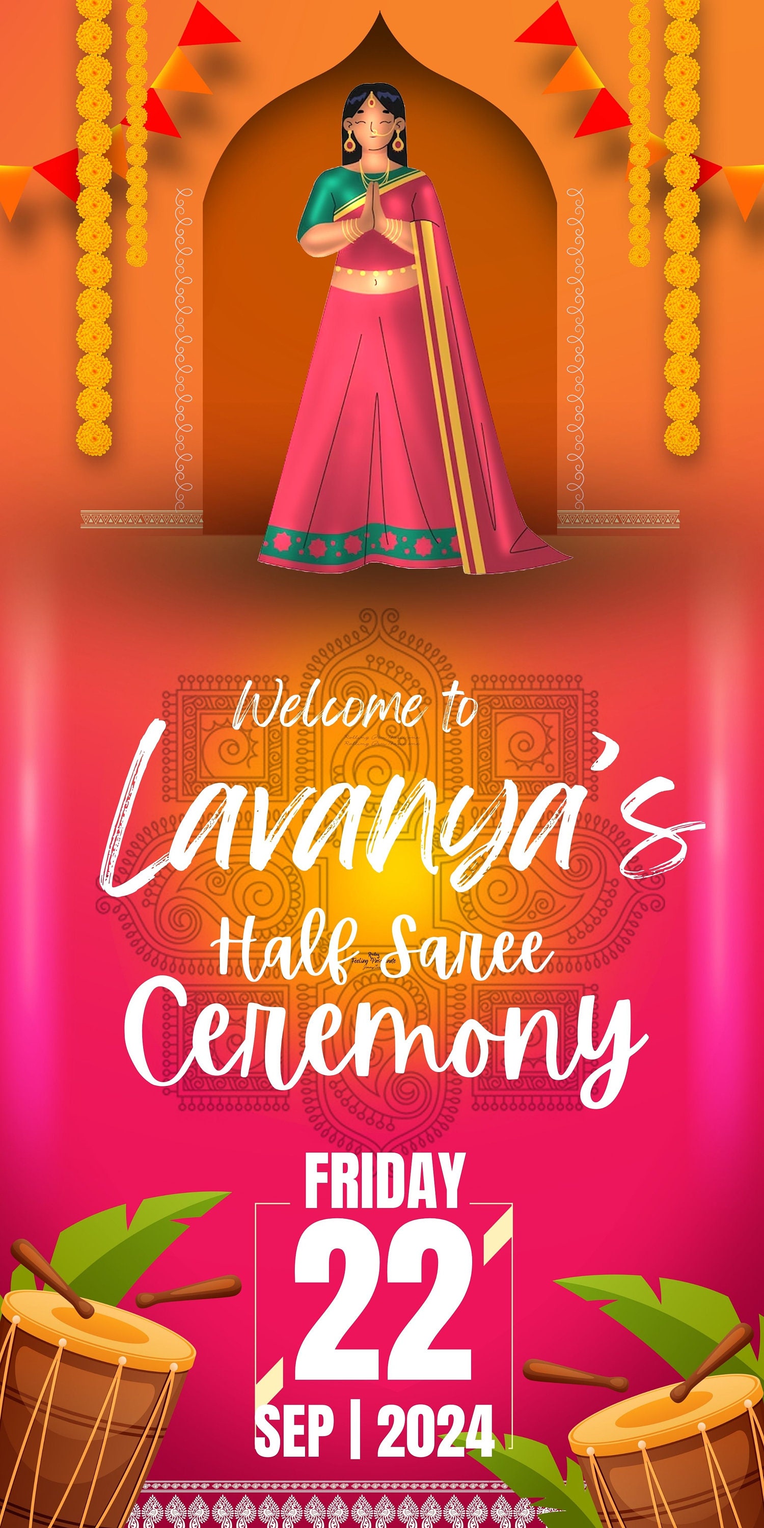Canva Template Banner for Half Saree Ceremony - Etsy