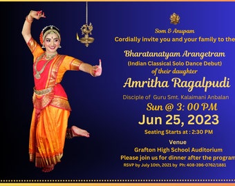 Editable Arangetram Invitation Template: Indian Classical Dance - Etsy UK