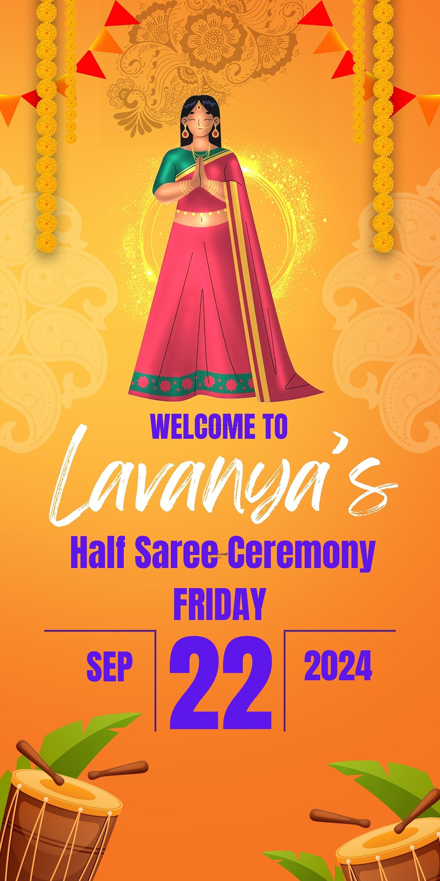 Half Saree Ceremony Canva Template for Banner - Etsy
