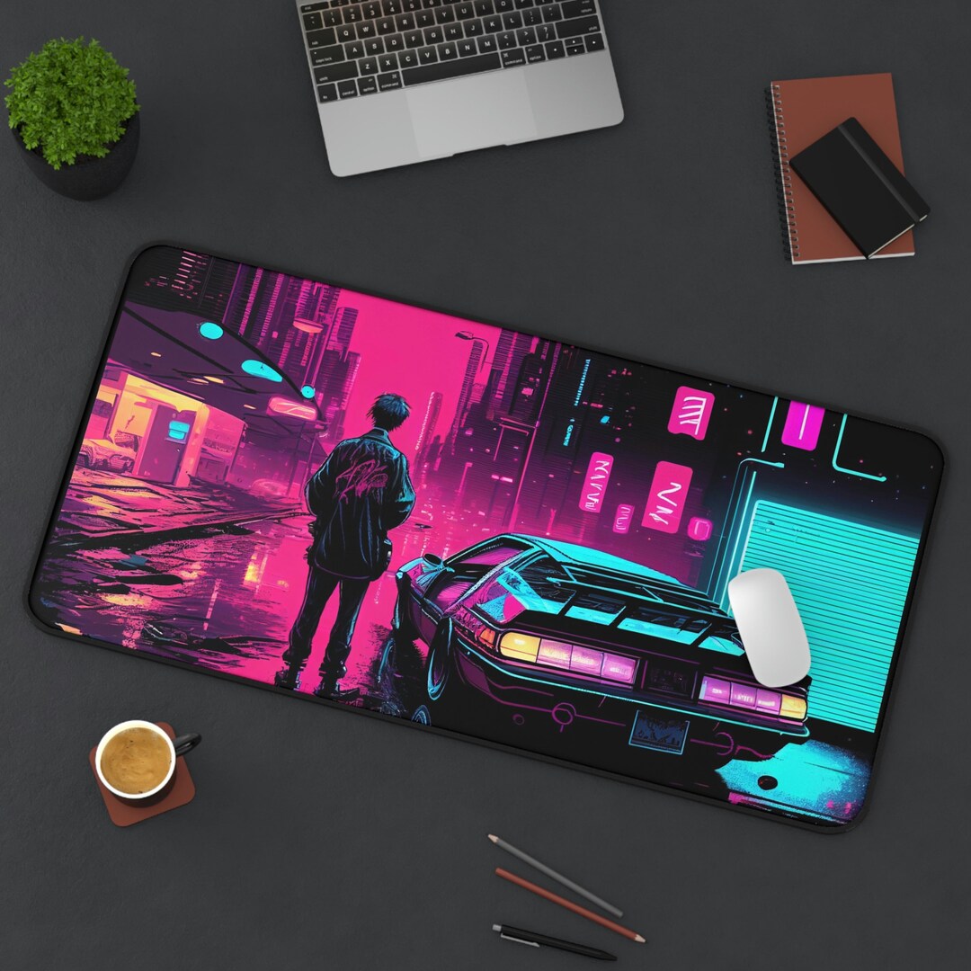 Vapor Wave Cyberpunk Neon City Desk Mat Gaming Mouse Pad - Etsy