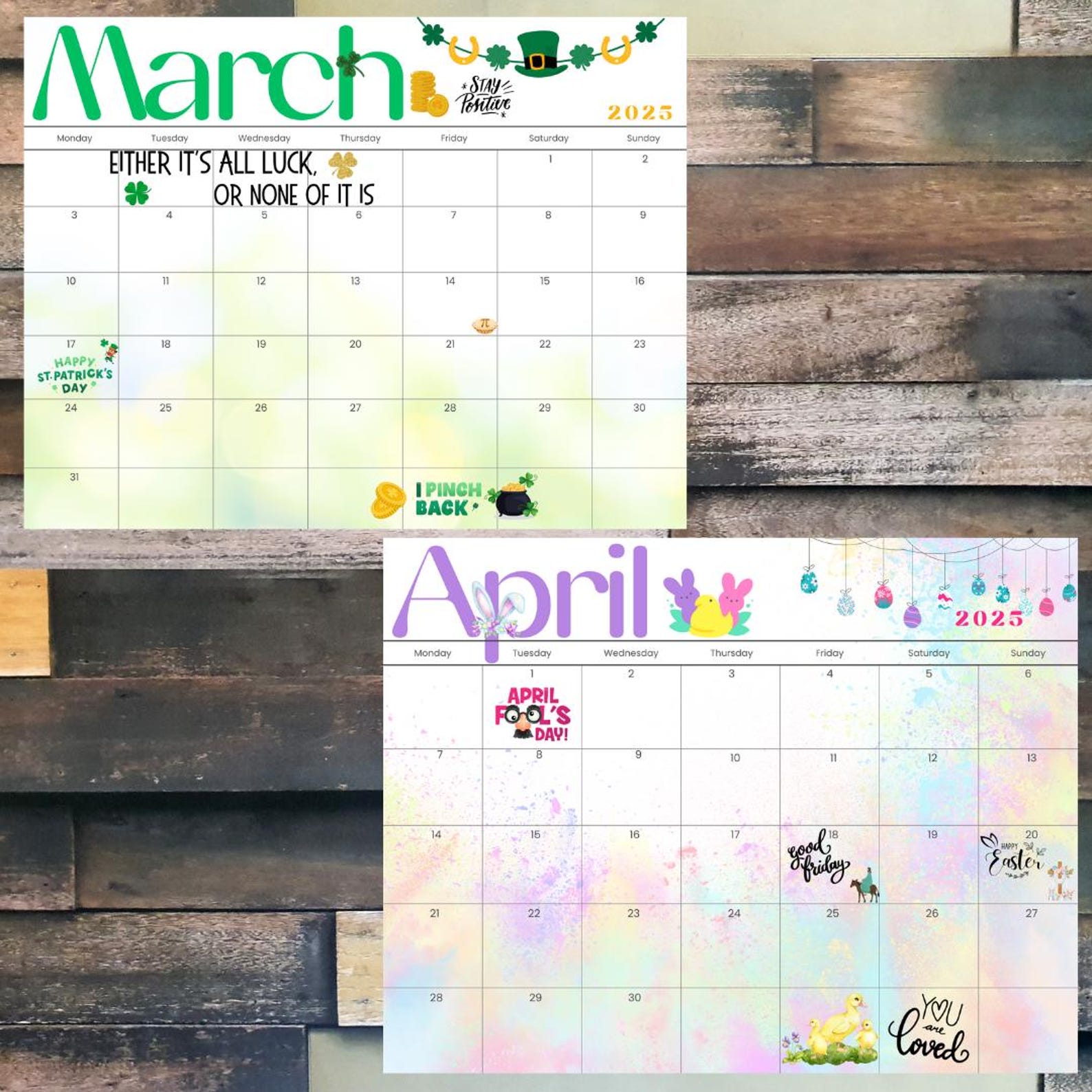 2025 - 12 Month Printable Calendar - Etsy