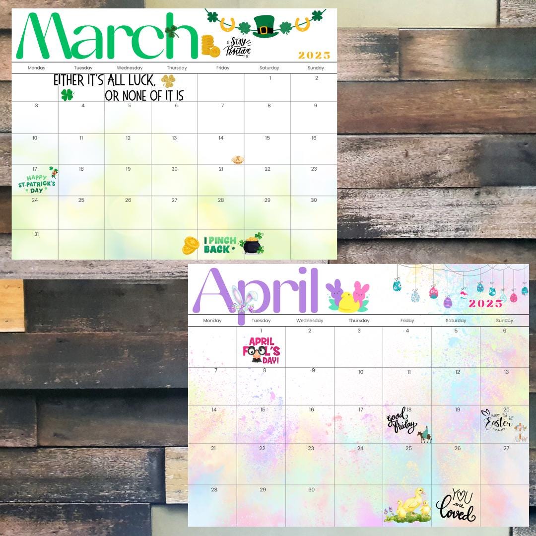 2025 - 12 Month Printable Calendar - Etsy