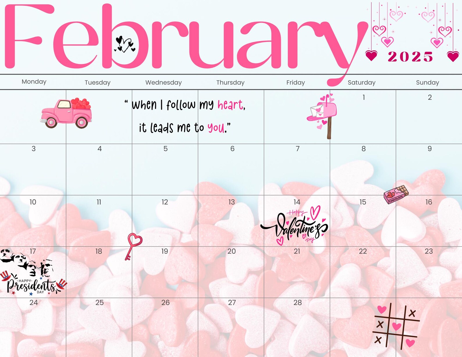 2025 - 12 Month Printable Calendar - Etsy