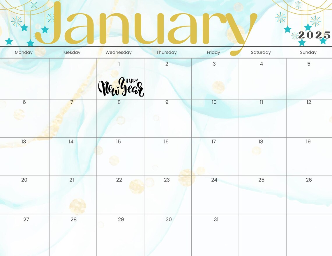 2025 - 12 Month Printable Calendar - Etsy