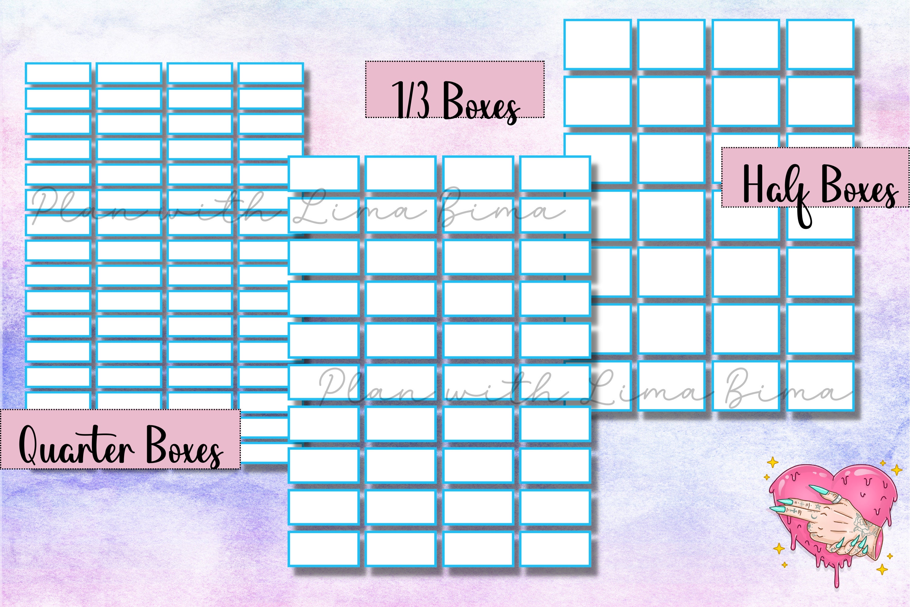 Colorful Planner Boxes-hp Classic Boxes-digital Download-cricut Ready-7 ...