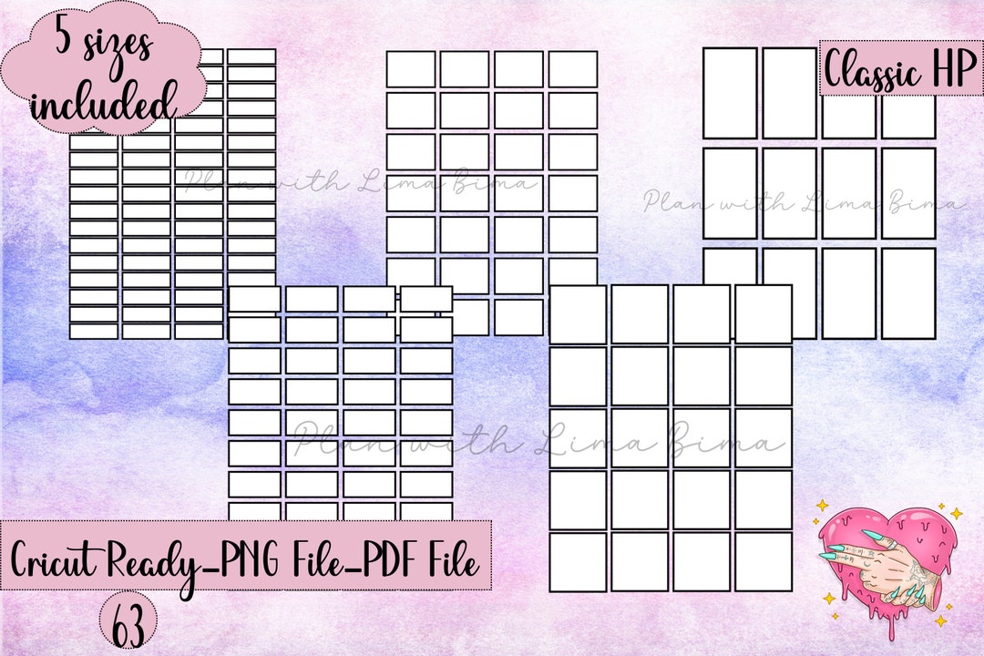 Colorful Planner Boxes-hp Classic Boxes-digital Download-cricut Ready ...