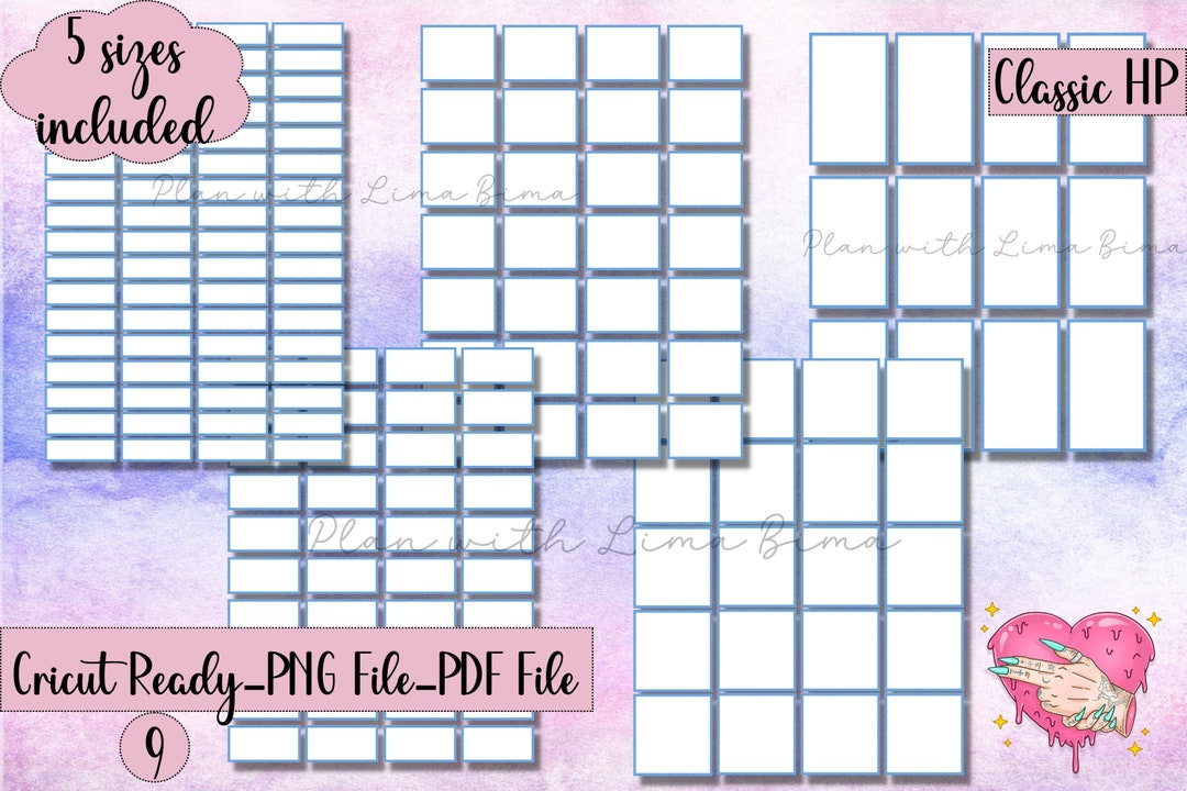 Colorful Planner Boxes-hp Classic Boxes-digital Download-cricut Ready-9 ...